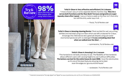 Tefal X-Clean 4 Wet & Dry Handstick Vacuum GF5035 - 2-in-1 Vacuum & Wa ...